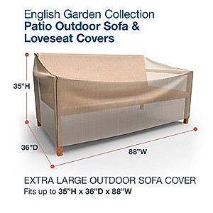 Budge P3W05PM1 English Garden Patio Sofa Cover Heavy Duty and Waterproof, Extra Large, Two-Tone Tan