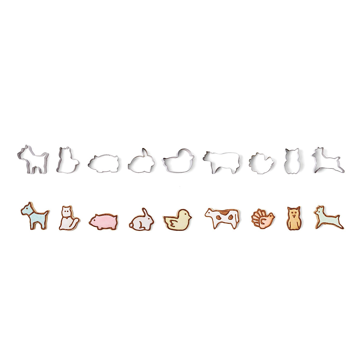 Fox Run Mini Animal Cookie cutters, 0.75 x 1.5 x 1 inches, Metallic