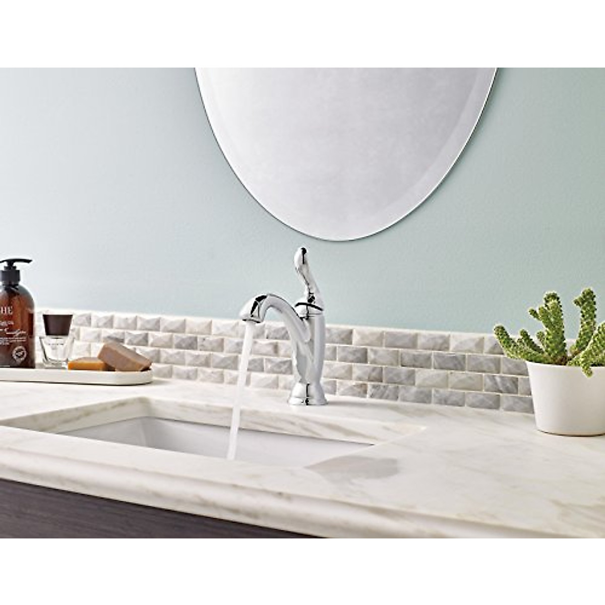 Delta Faucet Linden Single Hole Bathroom Faucet, Single Handle Bathroom Faucet Chrome, Bathroom Sink Faucet, Diamond Seal Technology, Drain Assembly, Chrome 594-MPU-DST