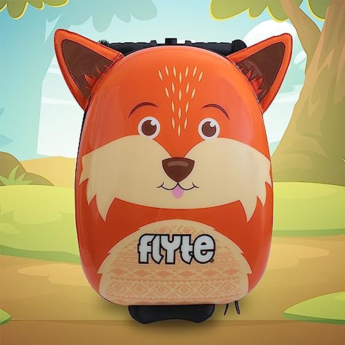 FLYTE Scooter Suitcase Folding Kids Luggage – Frazer the Fox, 18 Inch Hardshell, Ride On with Wheels, 2-in-1, 25 Litre Capacity