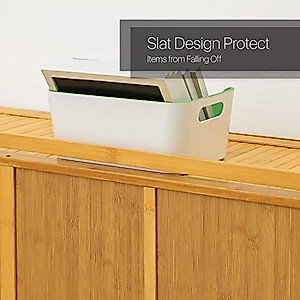 MoNiBloom Bamboo 5 Tier Shoe Storage Cabinet with Acrylic Doors & Tall Compartment for Boots Shoes Rack Organizer for 21-24 Pairs Entryway Living Room, Natural