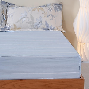 ANUKA King Size Comforter Cover with Sheets,Pure Cotton Duvet Cover Set, Sheet with 2 Pillow Cases, 4 Pieces Bedsheets, Light Blue with Beige Color