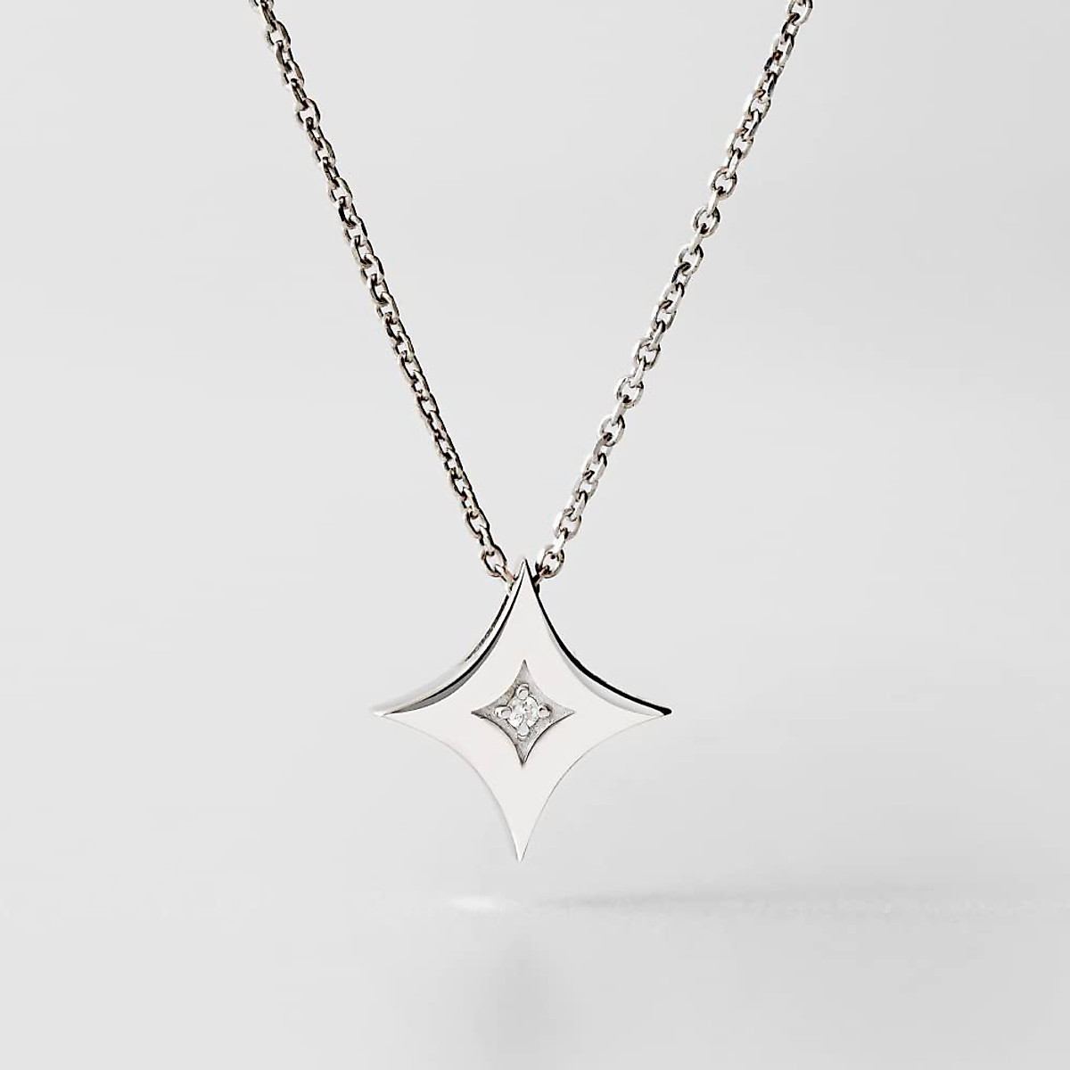 Zen Diamond Star Pendant Necklace - 0.02 Carat Geniune Diamond - Anniversary, Mother's Day, Birthday Gifts for women - Trendy 925k Sterling Silver Necklace with Jewelry Box (17.7" chain)