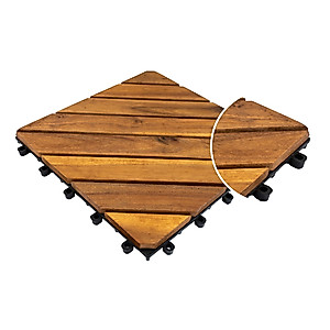 YAMAZING 12”x12” Solid Wood Interlocking Flooring Tiles (Pack of 9), Acacia Hardwood Deck Tiles,Floor Tiles for Both Indoor & Outdoor Use, Waterproof All Weather