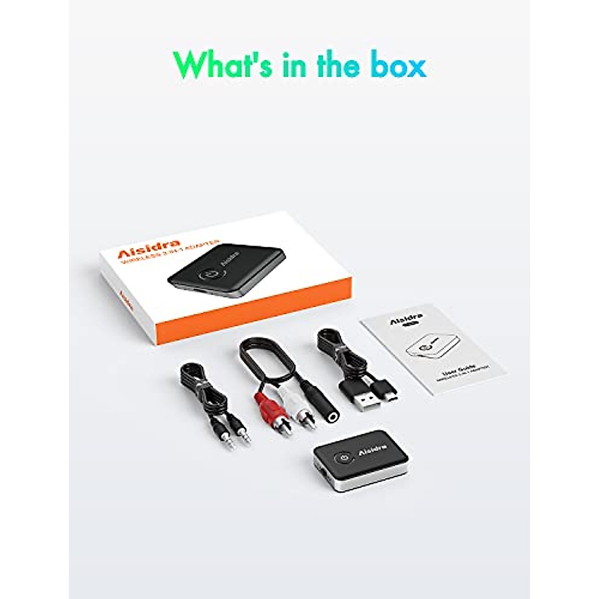 Aisidra Bluetooth Transmitter Receiver V5.0 Bluetooth Adapter for Audio, 2-in-1 Bluetooth AUX Adapter for TV/Car/PC/MP3 Player/Home Theater/Switch, Low Latency, Pairs 2 Devices Simultaneously