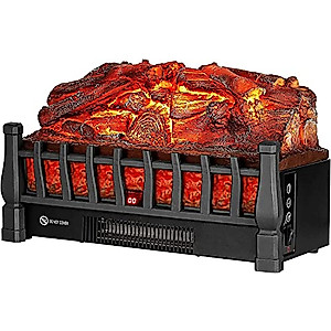 Realistic Fireplace Flame Electric Insert Log Heater Insert Wood Fire 110V Electric Fireplace Ember Bed Fan Heater w/t Infrared Remote Black Unit Cozy Warm Comfort Energy Efficient Home Bedroom QZPUSA