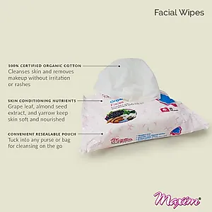Maxim Facial Wipes, 100% Organic Cotton Face Wipes, 60ct, Moisturizing Makeup Remover Wipes Biodegradable Facial Wipes, Hypoallergenic Without Harsh Chemicals, 2 Packs of 30