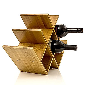 Wine Rack Wine Holder Wine Storage 8 Bottle Rack Horizontal Storage Compact Design Made of Organic Bamboo by Intriom Bamboo Collection