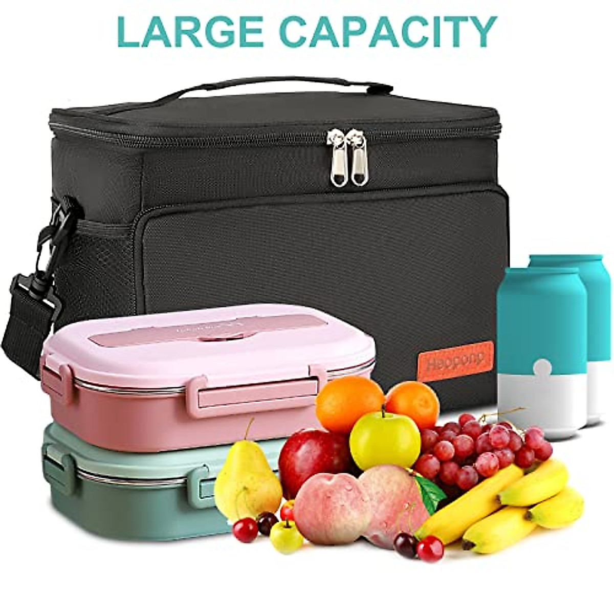 Adult Lunch Bag Men Women Insulated Lunch Box Thermal Cooler Lunch Tote Bag with Adjustable Shoulder Strap for Nurse Office Work Picnic Beach and School