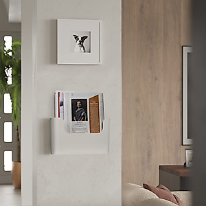 YOHOM No Drilling File Holder Wall Mails Magazines Organizer Adhesive Door Mount, Single Pocket, Off-white