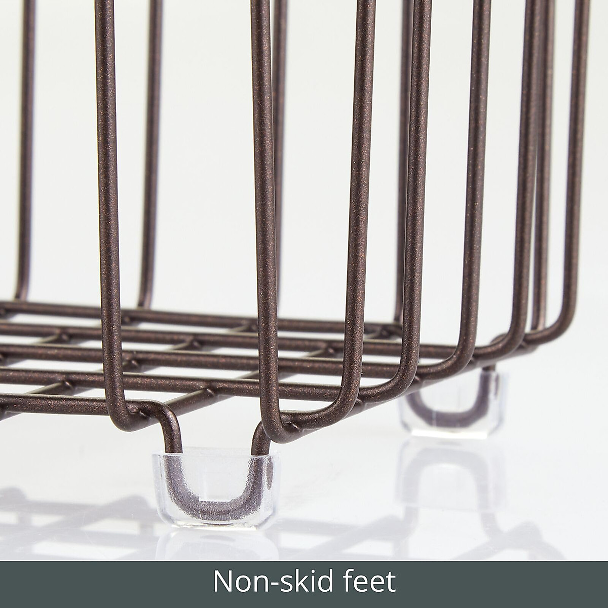 mDesign Farmhouse Decor Metal Wire Food Storage Organizer, Bin Basket for Kitchen, Pantry, Bathroom, Laundry Room, Closets, Garage - High - Small, 4 Pack - Bronze