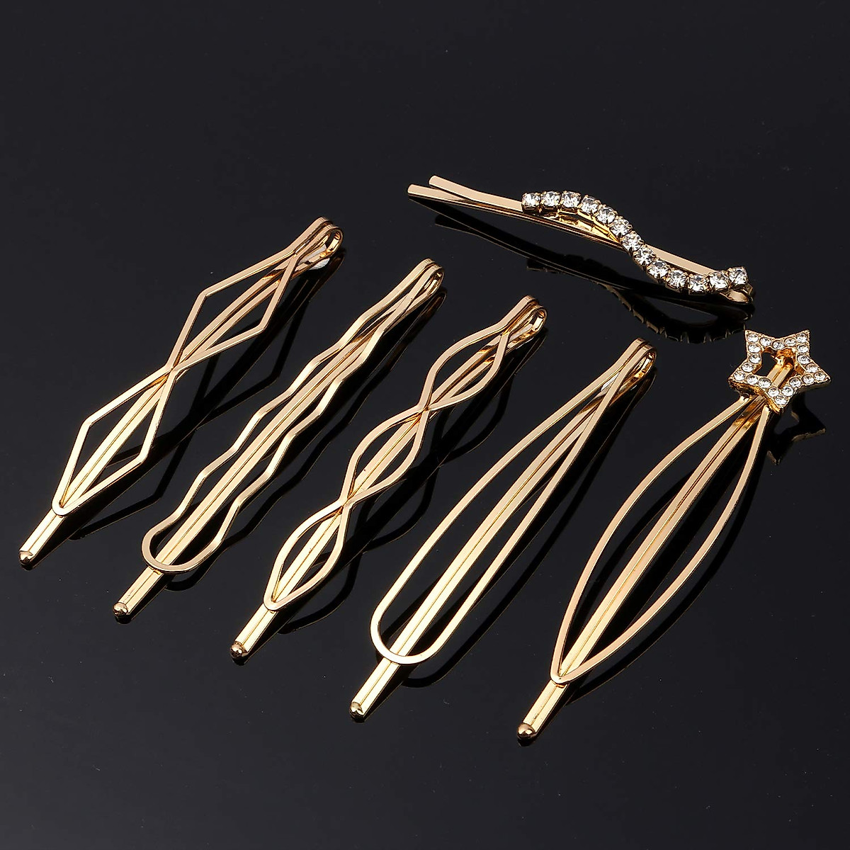 Folansy 20 Pieces Elegant Hair Barrettes Bridal Golden Metal Hair Clip Artificial Pearl Hair Pins and Clear Rhinestone Bobby Pin for Weddings Hair Accessories