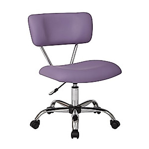 OSP Home Furnishings Vista Faux Leather Seat and Back Task Chair with Chrome Accents, Purple