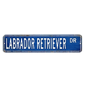 ArogGeld Labrador Retriever Sign Labrador Retriever Gift Labrador Retriever Decor Labrador Retriever Lover Metal sign Custom Street Sign Retro Wall Art Hanger Home Decor Wall Decorations, 10x45cm