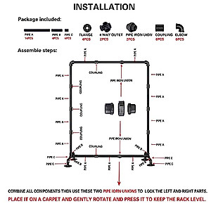 Mdjwjj Industrial Pipe Clothing Rack Free Standing,Vintage Commercial Grade Pipe Garment Racks with 4 Stable Feet for Hanging Clothes Retail Display,Black