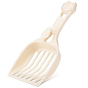 Depets Cat Litter Scoop, Litter Scoop with Wide Slats, Kitty Litter Scooper for Pine Pellets, Durable Plastic Litter Sifter Scoop - Designed for Easy Sifting, Milky White