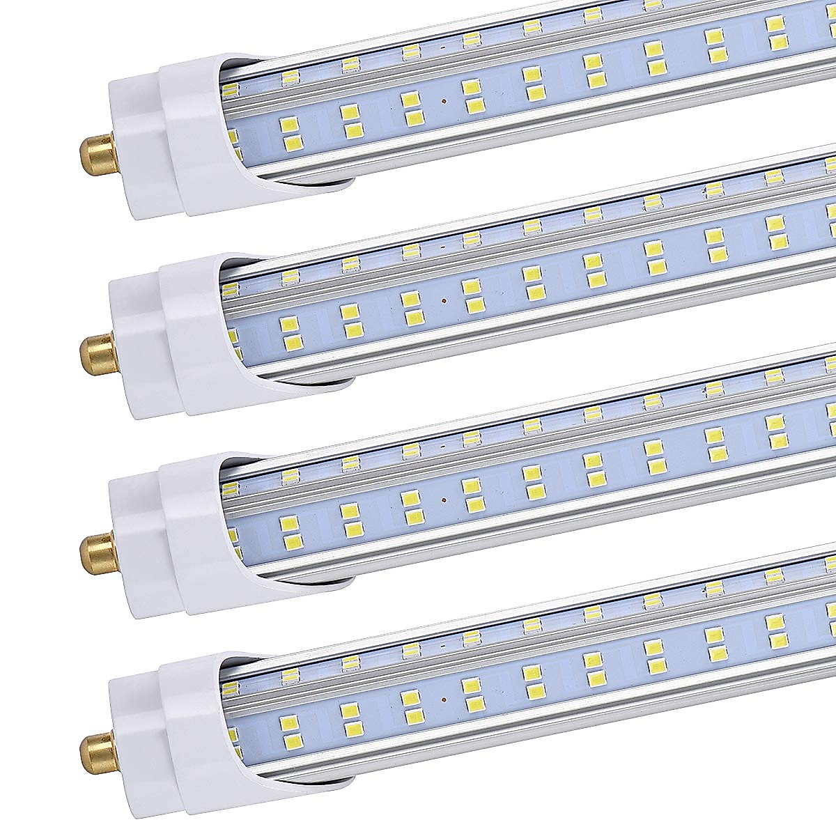 BSK.BESTKA 10PCS,8 FT LED Bulbs, 120W 19000lm 5000K Daylight, Super Bright, T8 T10 T12 LED Tube Lights, FA8 Single Pin LED Lights,V Shape, Clear Cover, 8 Foot LED Bulbs