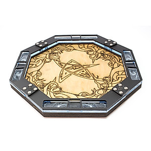 C4Labs Dice Tray-10 Octagon-Wood with Laser Etched Eldritch Cthulhu Lovecraft