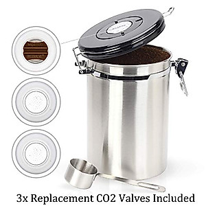 Coffee Canister - Gorgeous Stainless Steel Storage Container with Scoop - Keeps Your Coffee Airtight Fresh and Flavorful, 22oz