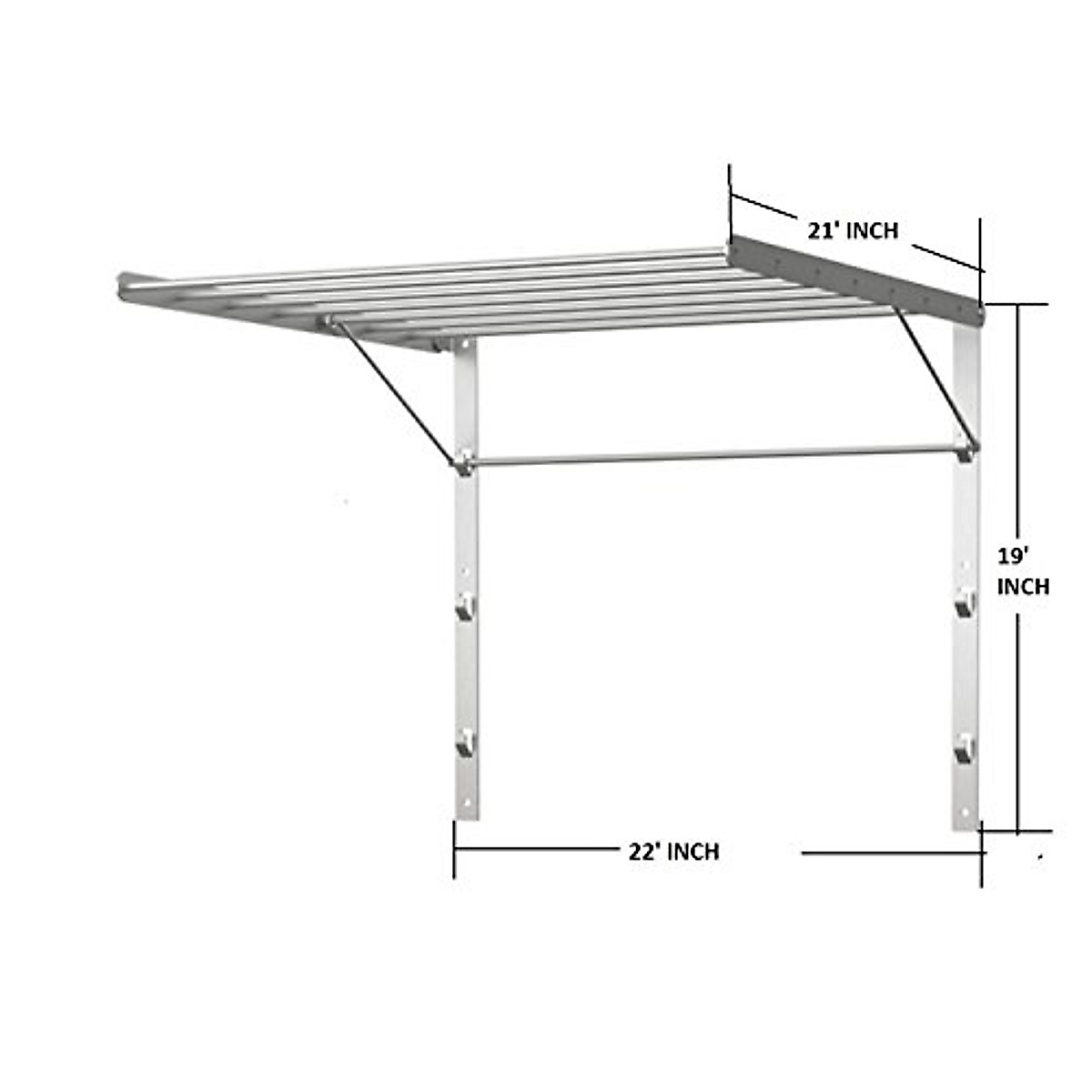 QQOUTLET Wall Mounted Clothes Drying Rack Stainless Steel Space Saving Folding Adjustable Collapsible (22Wx21Dx19H)