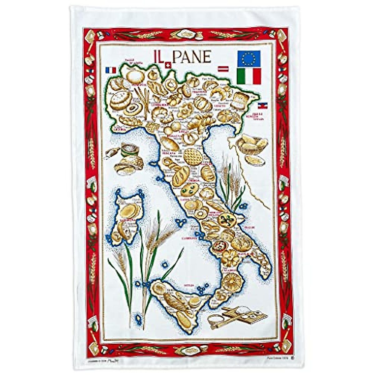 BLU RITMO Kitchen Tea Towel Set, Cotton Kitchen Towels Made in Italy, Colorful Multi-Purpose Absorbent Cloths, Large Cloth 21 x 33 in (Food - 4 Pieces)