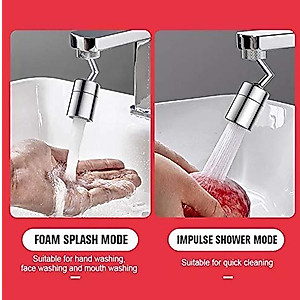 720 Degree Swivel Sink Faucet Aerator, Universal Splash Filter Faucet Sink Movable Tap Head Rotatable Filter Nozzle Faucet Head for Kitchen Bathroom - Easy Install (1PC External&Internal thread)