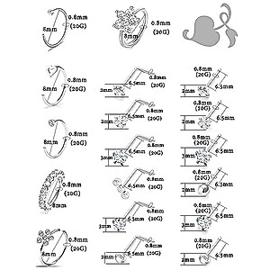 Boernfnso 20G Nose Rings Hoop Stud for Women Men Surgical Steel Nose Rings Studs Paved CZ Flower Nose Piercing Jewelry L Shaped Nose Ring Stud Set nose jewelry