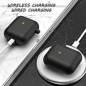 Airpods Case Cover, LELONG Soft Silicone Protective Case Cover with Keychain for Apple Airpods 2nd 1st Charging Case Men Women [Front LED Visible]