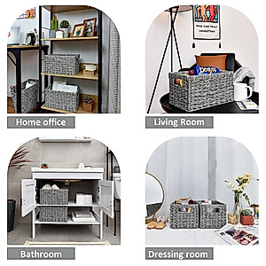 GRANNY SAYS Bundle of 3-Pack Cloth Storage Boxes & 2-Pack Wicker Baskets for Organizing