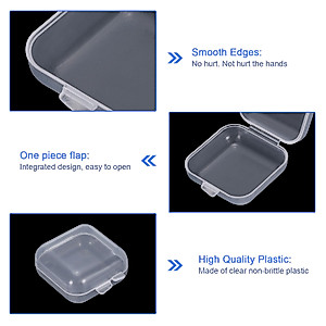 uxcell 24Pcs Clear Small Plastic Beads Storage Containers with Lids, Square Anti-Oxidation Jewelry Storage Boxes for Small Items Craft, Beads, Ear Studs, Necklaces(1.4×1.38×0.79In)