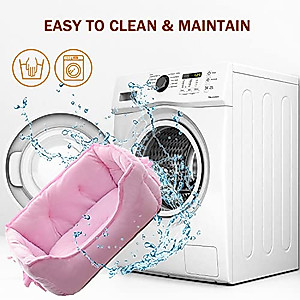 pawstrip Cute Princess Dog Bed, Soft Breathable Bowknot Pet Cat Cushion for Small Dogs, Waterproof Bottom, Self-Warming, Machine Washable (Pink)