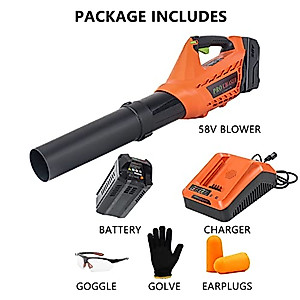 Battery Powered Blower - 58V 120 MPH 550 CFM Cordless Leaf Blower w/ 2.0Ah Battery, Variable Speed Control, Blower for Clean Yard, Porch, Patio and Sidewalk (Battery & Charger Included)