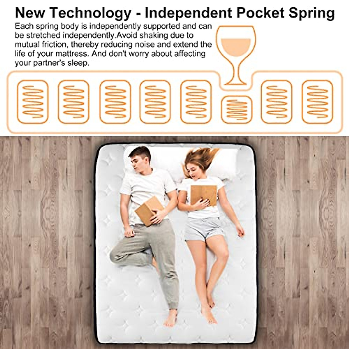 Devo Full Mattress,10 Inch Medium Firm Feel Hybrid Mattress in a Box, Memory Foam & Individually Wrapped Pocket Coils Innerspring Hybrid Mattress with Motion Isolation and Pressure Relief, CertiPUR-US