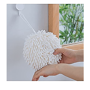 yaocoral 2 Pack Chenille Hand Towels,Kitchen Hand Towels Hanging,Hand Towels with Loops,Bathroom Hand Towels,Quick Dry Hand Bath Towel,Soft Absorbent Microfiber Hand Towels  (2 White)