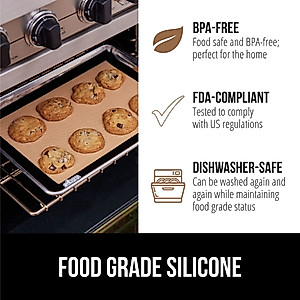 Gorilla Grip Silicone Baking Mats and Silicone Dish Drying Mat, Baking Mats Are 16.5x11.87 Inch, Dish Drying Mat is 13x11 Inch, Both in Black Color, 2 Item Bundle