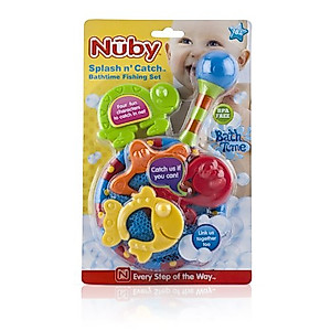 Nuby Splash n' Catch Bath Time Fishing Set, Includes Four Link Toys, 5"
