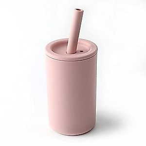 TOPGOMES Toddler Straw Cup, Food Grade Silicone Training Cup for Baby, Come with Straw Brush, BPA Free, 7 oz (Dusty Lilac)