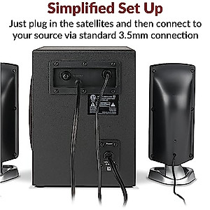 Cyber Acoustics 2.1 Subwoofer Speaker System with 18W of Power – Great for Music, Movies, Gaming, and Multimedia Computer Laptops (CA-3090)
