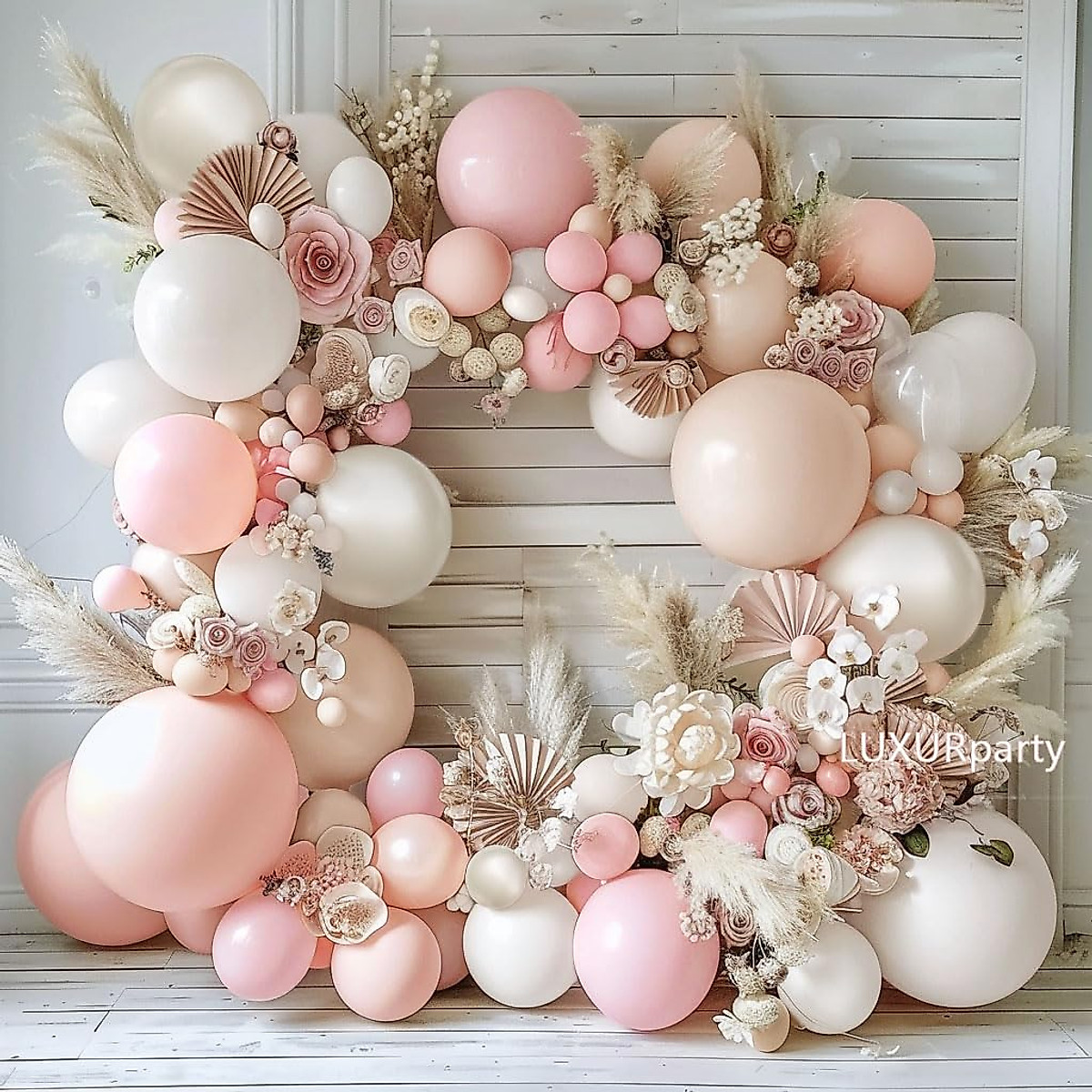 Pink White Balloon Garland Double Stuffed Peach Balloons Cream Beige Pastel Pink Balloon Arch Kit Pearl Sand White Balloons for Girl Baby Shower Birthday Wedding Anniversary Party Decoration