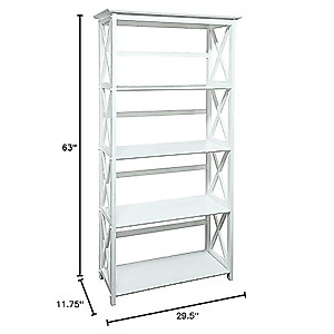 Casual Home Montego Bookcase, 5-Shelf, White,324-51