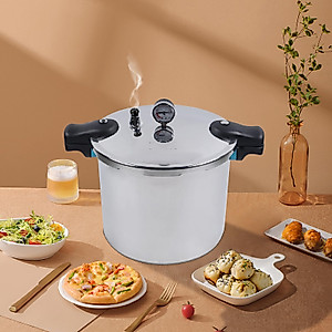 CAIHAOA Pressure Canner, 23 Quart Stainless Steel Pressure Canner, Aluminum Pressure Cooker with Pressure Gauge&Explosion Proof, Extra-large Size Great Pressure Canner for Big Canning Jobs, Gas Stoves