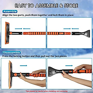 Ice Scrapers Extendable Snow Brush for Car Windshield, 35.8" Upgraded Snow Scraper Snow Ice Removal Broom with Anti-Slip Long Handle, Extra Reinforced Ice Snow Sweep Snow Cleaner for Car, Truck, SUV