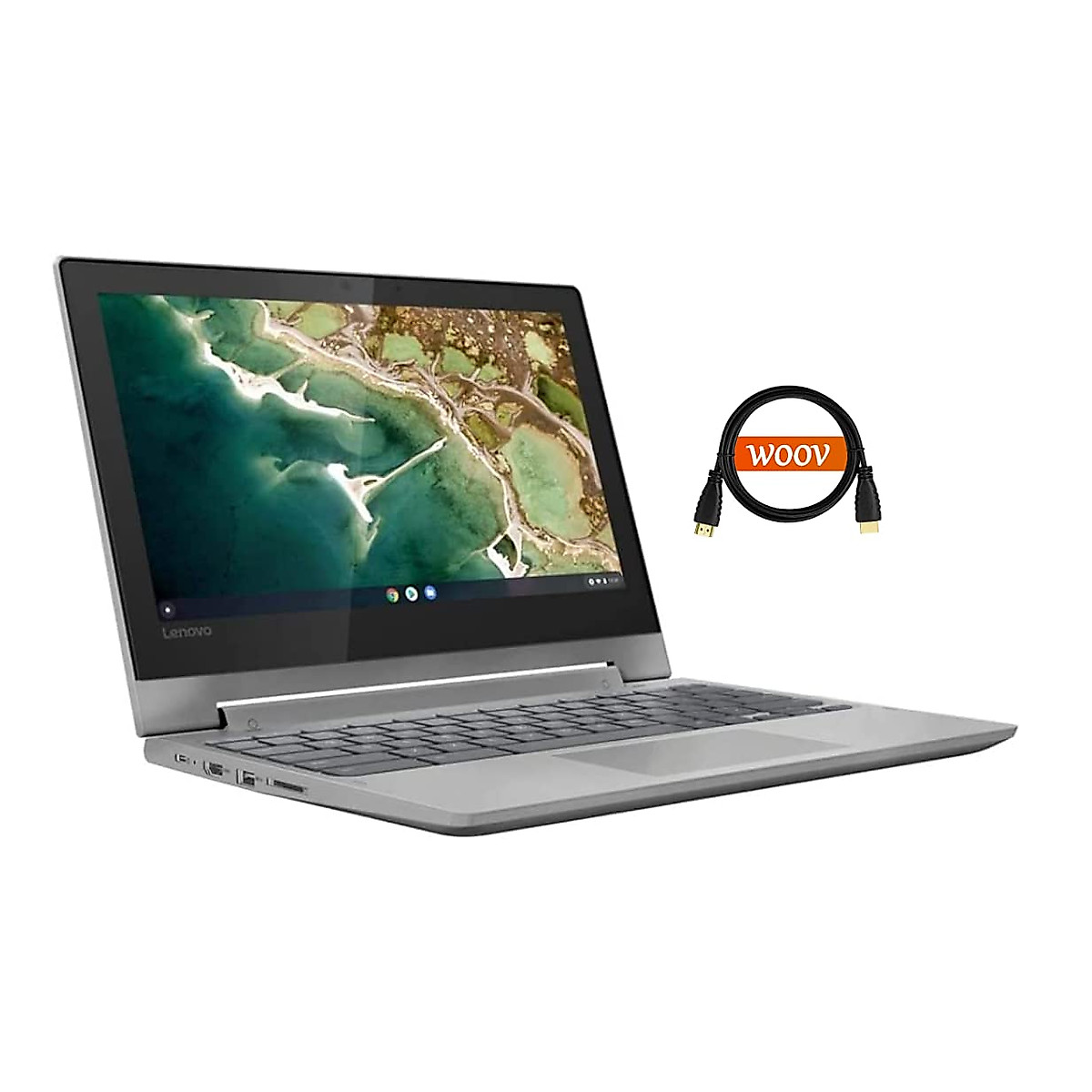 Lenovo - Chromebook Flex 3, 2-in-1 11.6" Touch Screen - MediaTek- 4GB Memory - 32GB eMMC Flash Memory - Platinum Grey, Bundle with Woov HDMI Cable