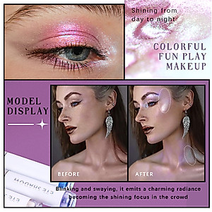 NewBang Glitter Liquid Eyeshadow,Holographic Multichrome Chameleon Eye Shadow Metallic Multi-Dimensional Sparking Shining Eyeliner Waterproof Longlasting Shimmer pigmented For Eyes Makeup-Pink