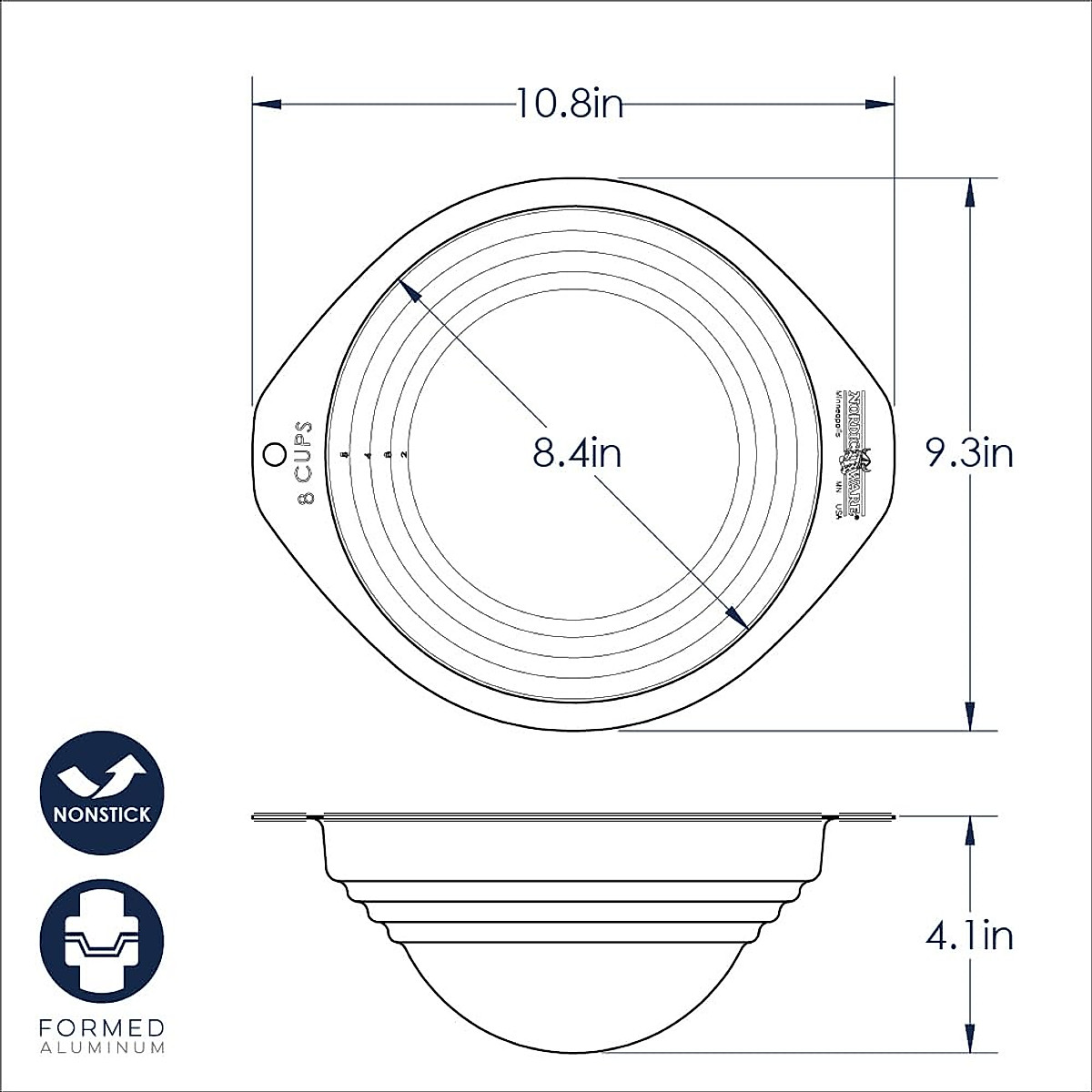 Nordic Ware Universal 8 Cup Double Boiler Fits 2 to 4 Quart Sauce Pans