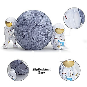 Banllis Bookend Decorative Astronaut Decorations Book Ends for Office Shelves, Modern Bookends Heavy Duty Book Stoppers Decor for Boys Kids Idea Gift - Gray