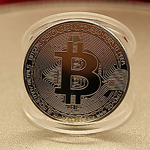 Bitcoin Commemorative Coins, Gold-Plated Coin Art Collection, Metal Antique Coin-Like Bitcoin with a Watch case (Gold)