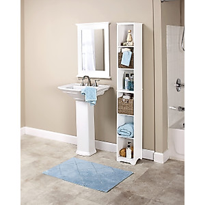 Accents Depot Slim Storage Tower with Six Shelves for Hallways, Closets and Bathrooms - White