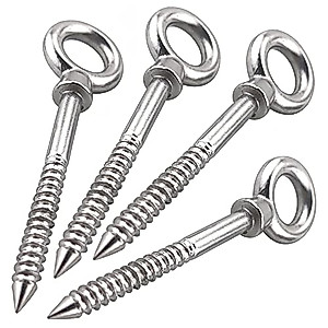 Abimars Marine Grade Hammock Hanging Kit by Load Capacity 650lbs, 316 Stainless Steel Hammock Hooks for Hammock Stand, Yoga & Brazilian Hammocks, Swing Chair, Indoor & Outdoor (4 Pack)