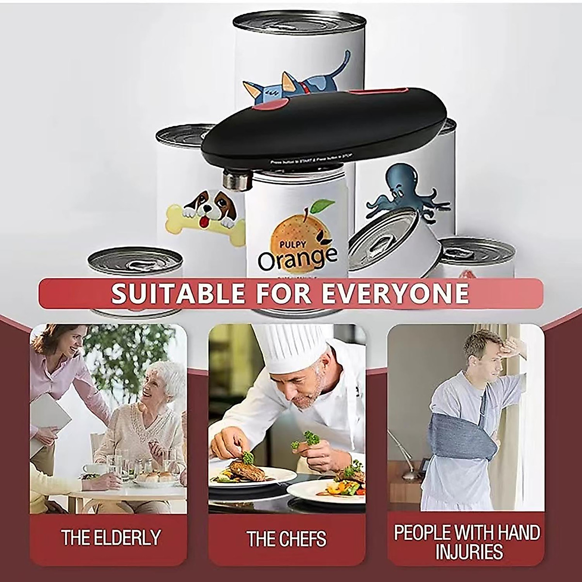 3.0 Upgrade automatic Can Opener One-Touch Start controlled Electric Can Opener Smooth Edge,Electric Can Openers For Seniors, Arthritis, Electric Can Openers For Kitchen Food-Safe And sturdy(Black)